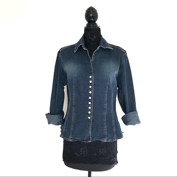 Jackets & Coats | Snap Front Denim Shirt Jacket | Poshmark